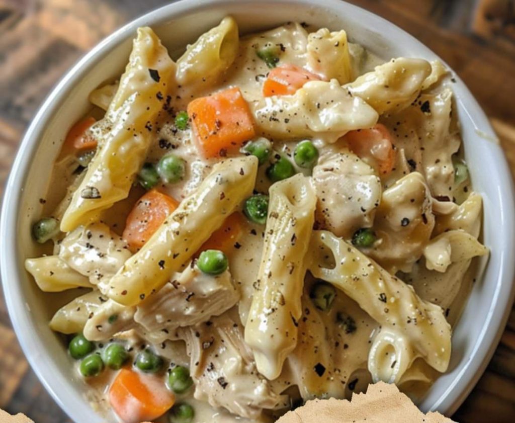 One-Pot Creamy Chicken Pot Pie Pasta - FULL RECIPE