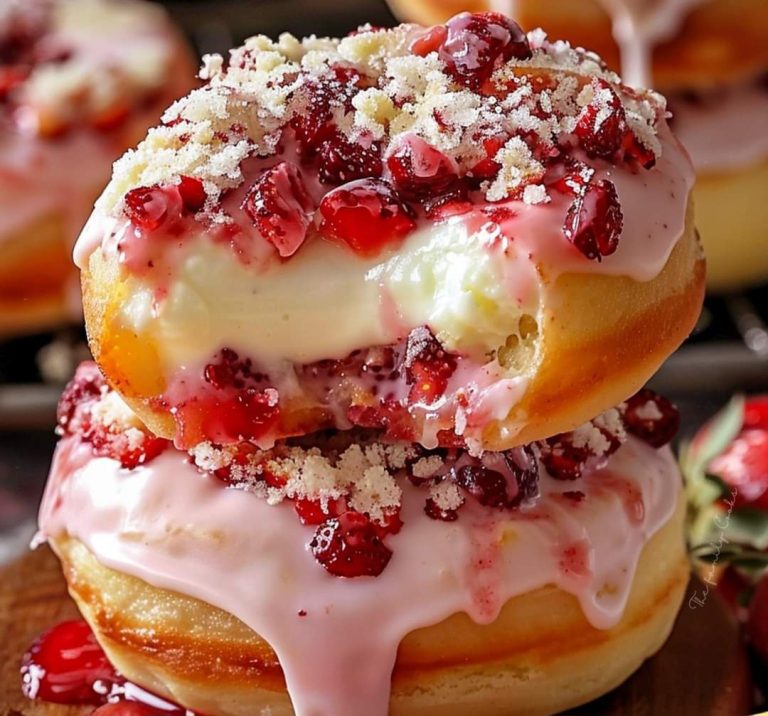 Strawberry Cheesecake Stuffed Donuts Recipe - FULL RECIPE