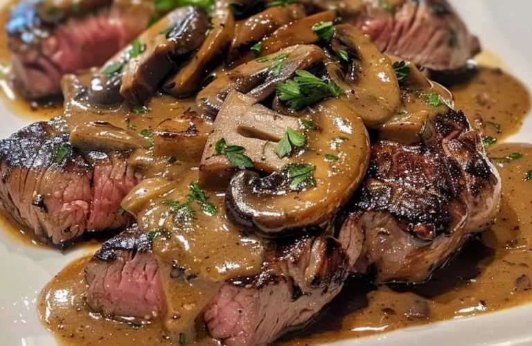 Flambéed Brandy Steak with Mushroom Sauce - FULL RECIPE