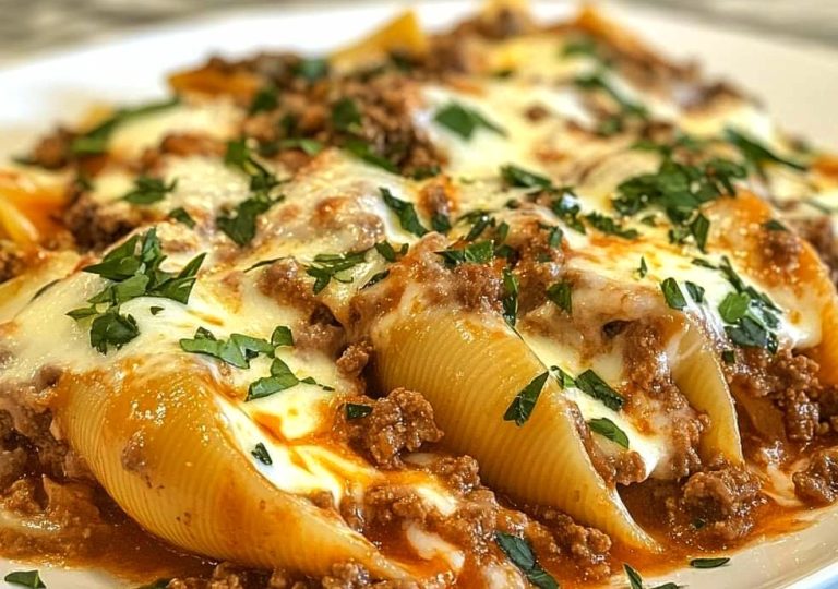 Creamy Ricotta Beef Stuffed Pasta Shells Recipe - FULL RECIPE