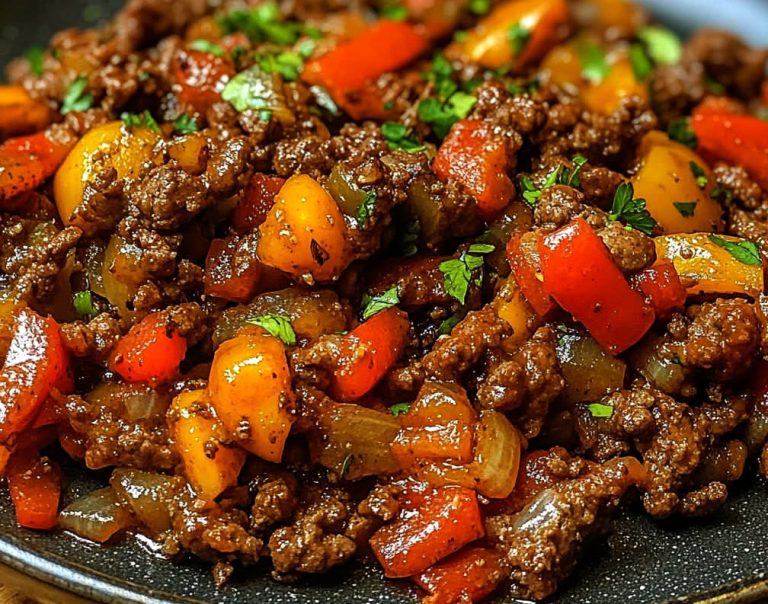 Ground Beef and Peppers Skillet Recipe - FULL RECIPE