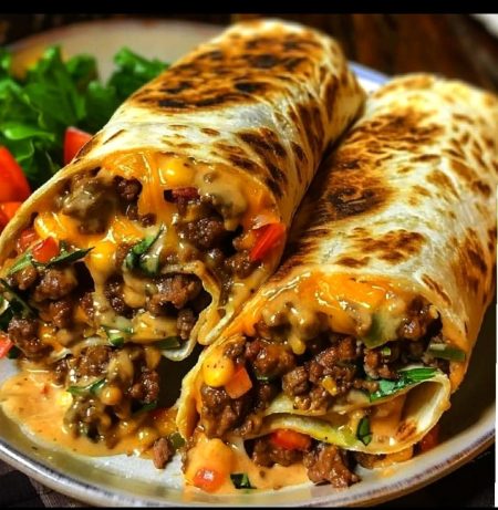 Cheesy Ground Beef Tortilla Wraps - FULL RECIPE