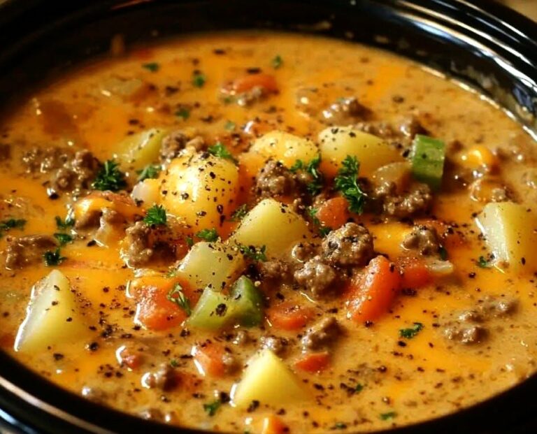Ultimate Creamy Cheeseburger Potato Soup - FULL RECIPE
