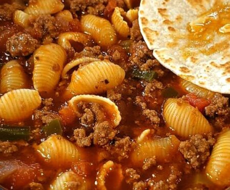 Mexican Conchitas con Carne Recipe (Hamburger and Shell Pasta Skillet ...