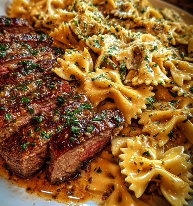 Cheesy Steak and Bowtie Pasta in Garlic Butter Provolone Cream - FULL ...