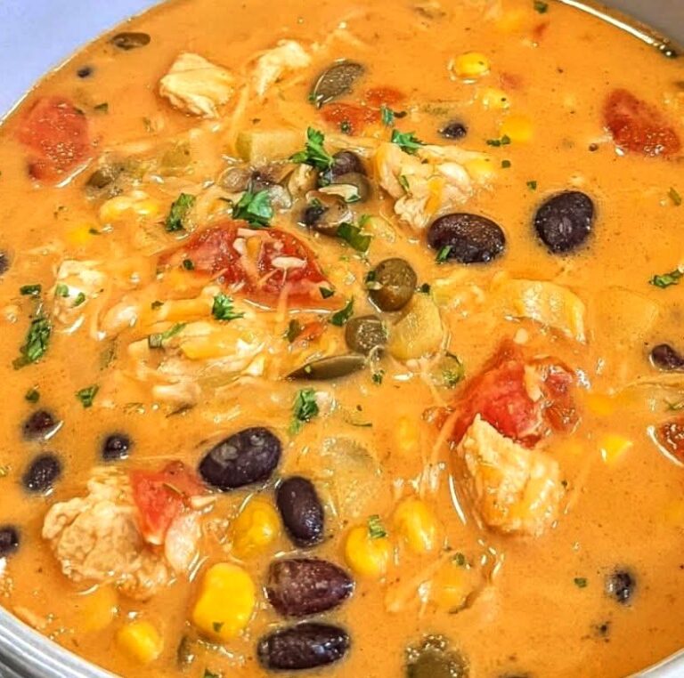 Creamy Queso Chicken Taco Soup - FULL RECIPE
