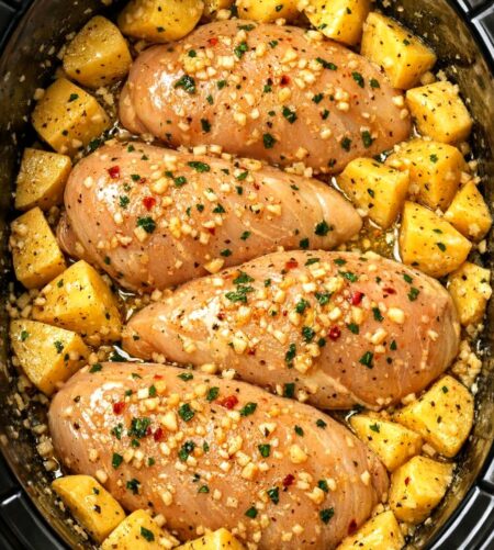 Slow Cooker Garlic Butter Chicken and Potatoes - FULL RECIPE