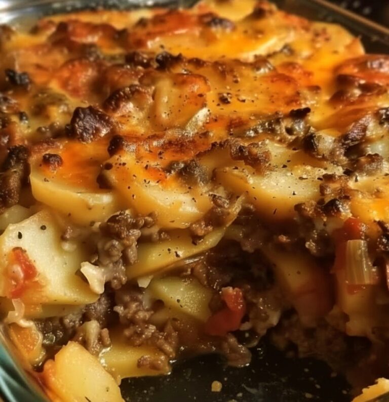 Cheesy Ground Beef & Layered Potato Bake - FULL RECIPE