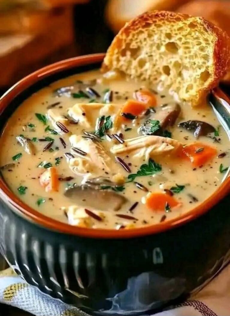 Creamy Mushroom Chicken and Wild Rice Soup - FULL RECIPE