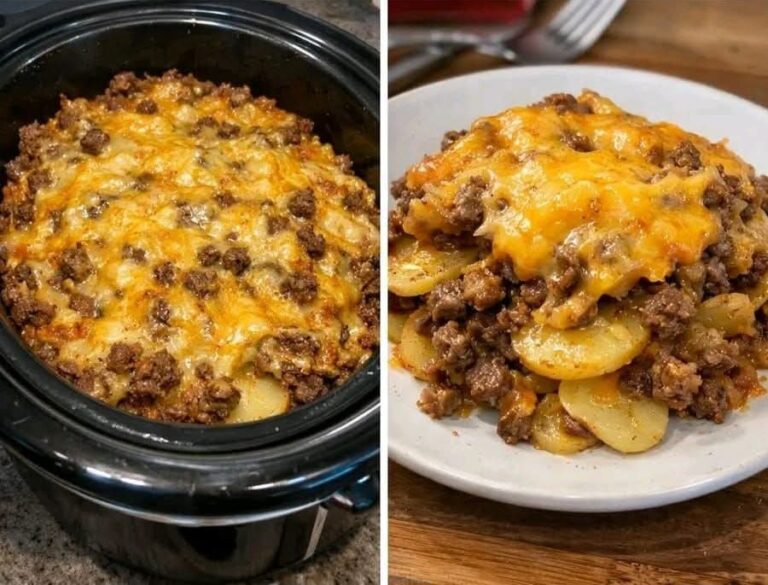 Cheesy Taco Potato Casserole (Easy Ground Beef Crockpot Recipe) - FULL ...