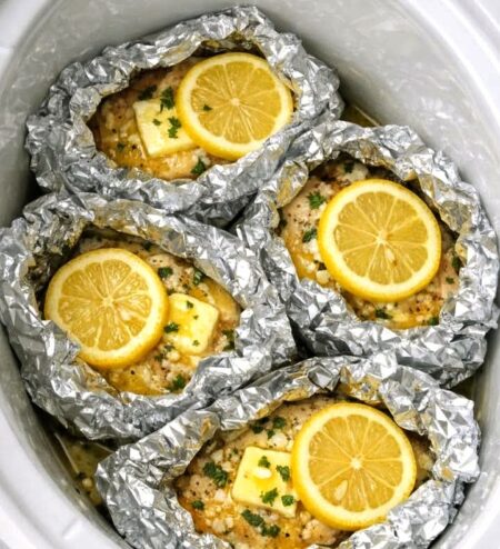 Slow Cooker Lemon Garlic Chicken Packets - FULL RECIPE